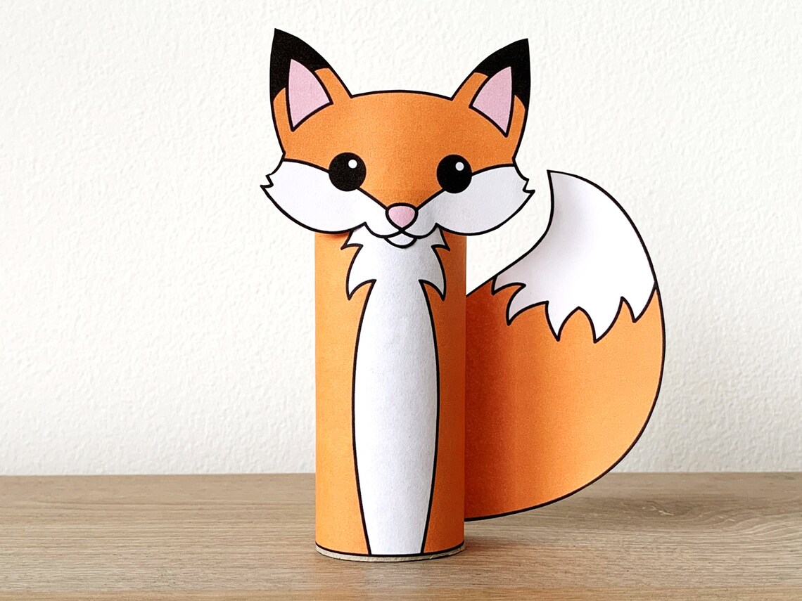 Fox Toilet Paper Roll Craft Forest Woodland Party Coloring - Etsy