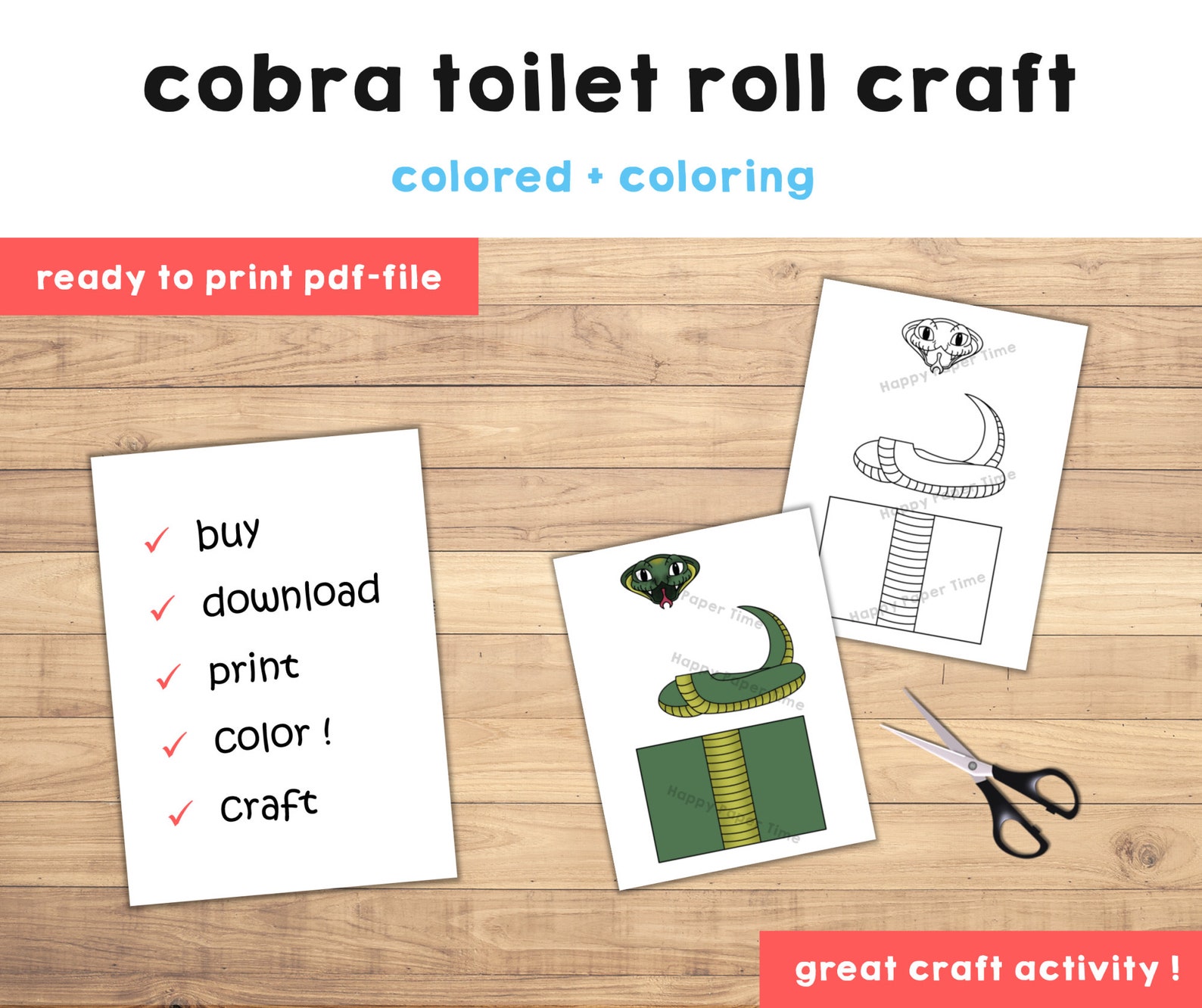 Cobra Snake Toilet Paper Roll Craft Asian Reptile Jungle Party - Etsy