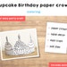 Birthday Cupcake Paper Crown Party Activity Printable Kids Coloring ...