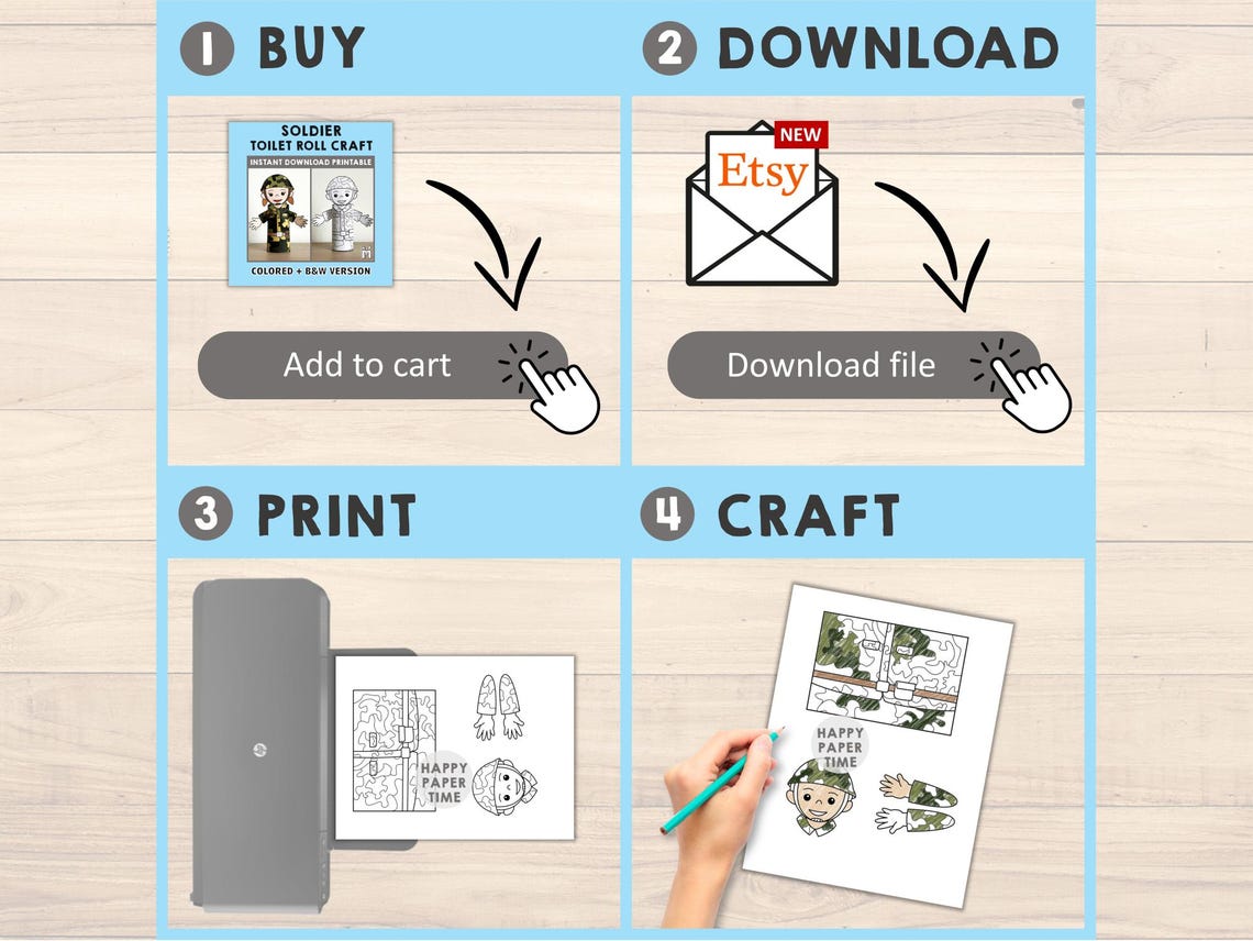 Soldier Toilet Paper Roll Craft Party Coloring Printable Decoration ...
