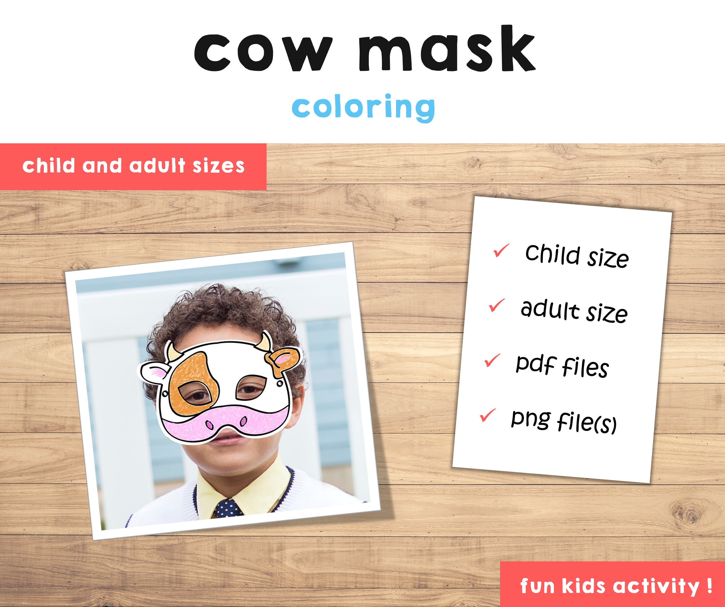 Cow Mask Farm Printable Farm Animal Party Favor Animal Mask | Etsy