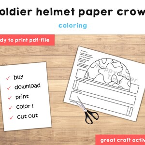 Soldier Helmet Paper Crown Headband Military Army Veteran Day Coloring ...