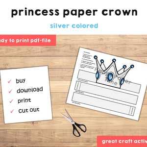 Princess Paper Crown Coloring Printable Kid Craft Princess Birthday ...