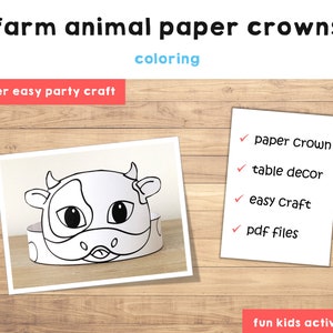 Farm Animals Paper Crowns Pig Pony Cow Rabbit Sheep Chicken Printable ...