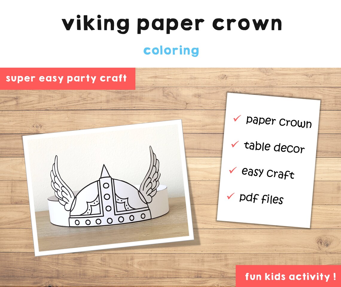 Viking Paper Crown Activity Printable Kids Craft Helmet - Etsy