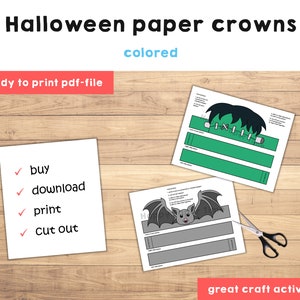 Halloween Paper Crowns Witch Zombie Bat Devil Frankenstein Printable ...
