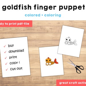 Goldfish Paper Craft Printable Pet Animal Finger Puppet Activity Kids ...