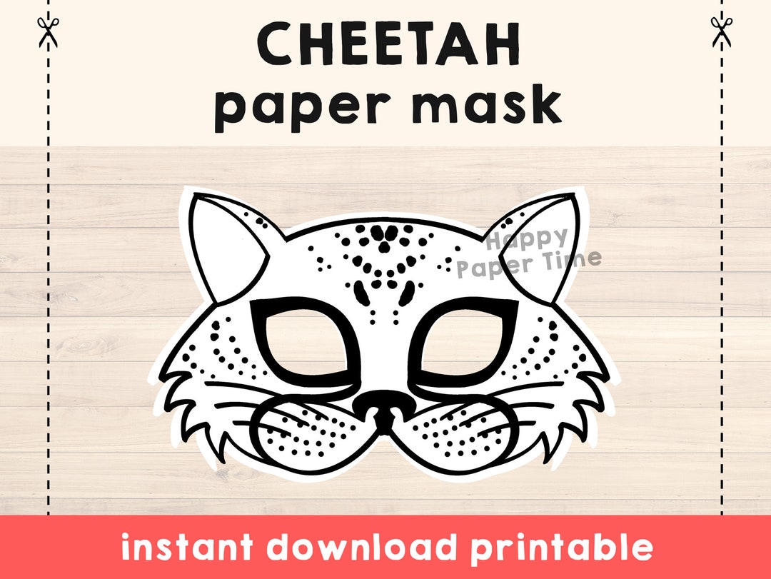 Cheetah Mask Printable Cheetah Costume Mask Paper Safari Party Jungle ...