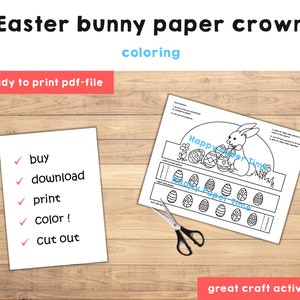 Easter Bunny Hat Paper Crown Coloring Headband Easter Cut Out Party ...