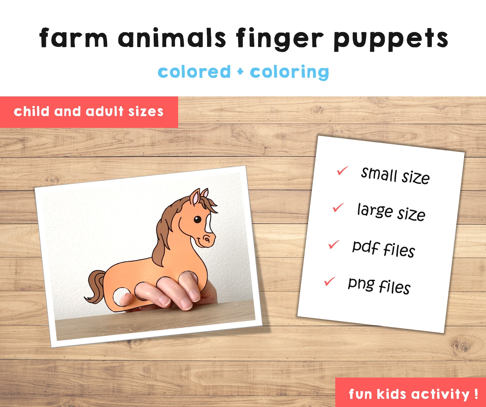 Farm animal paper craft printable Finger Puppet Template Kids | Etsy