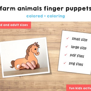 Farm Animal Paper Craft Printable Finger Puppet Template Kids Craft ...