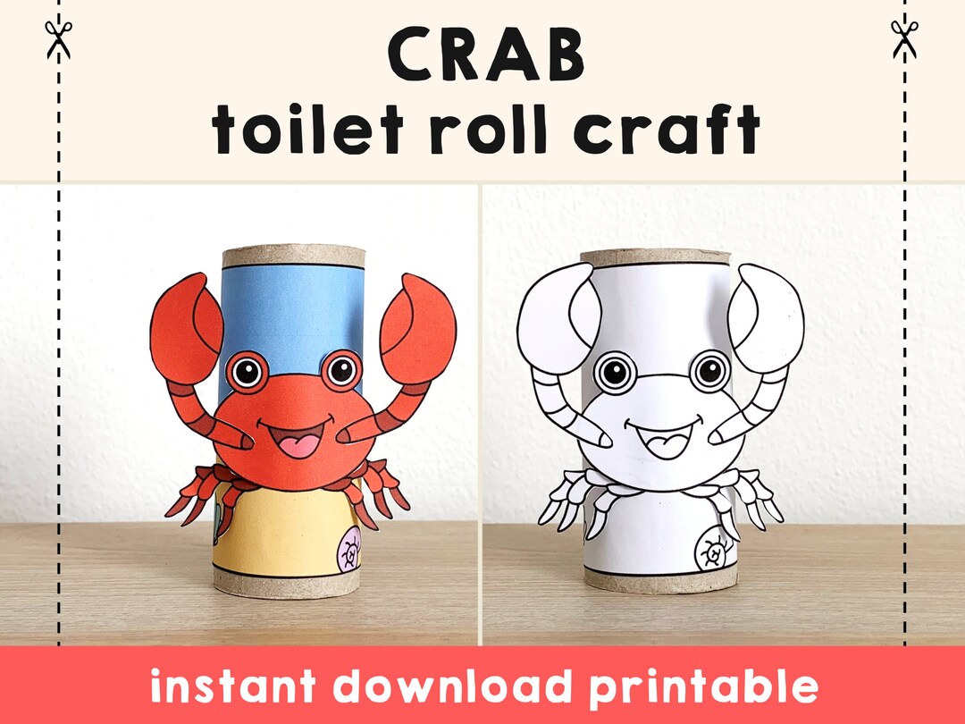 Crab Toilet Paper Roll Craft Ocean Animal Beach Sea Party Coloring ...