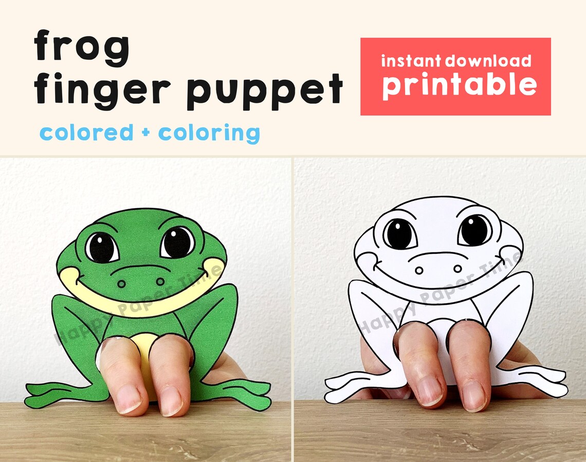 Frog paper craft printable pond animal Finger Puppet Kids | Etsy