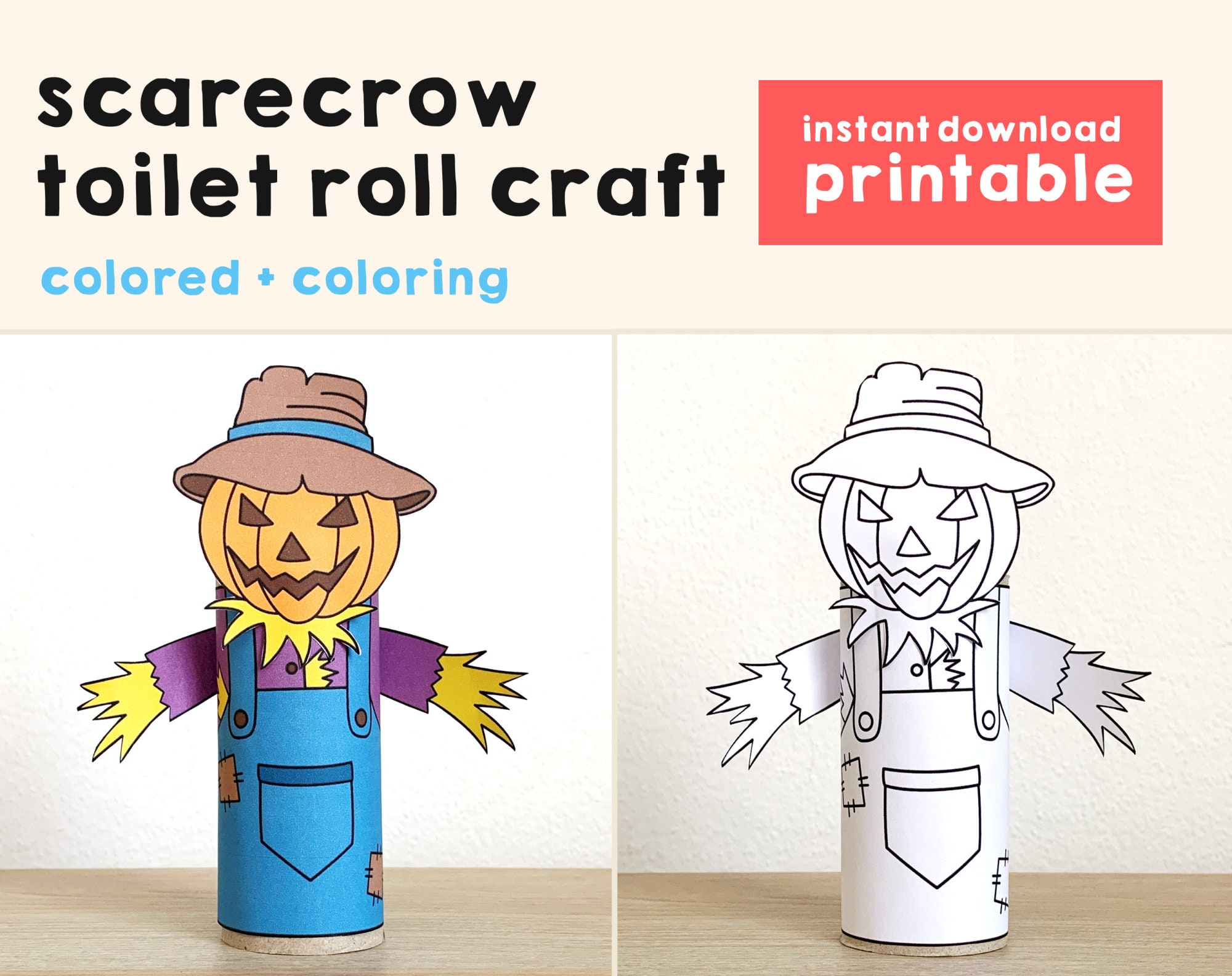 Scarecrow Toilet Paper Roll Craft Halloween Spooky Party - Etsy