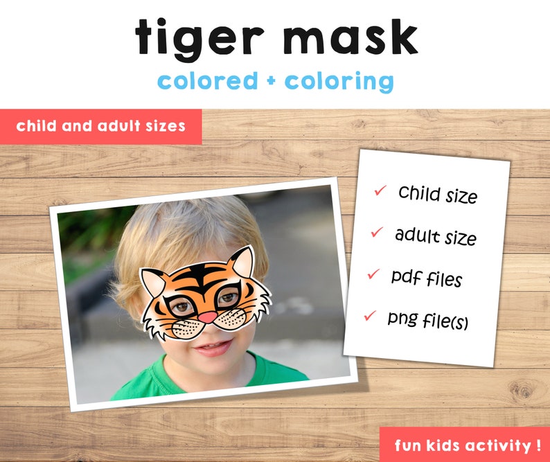 Tiger mask printable Tiger costume mask Tiger party Jungle | Etsy