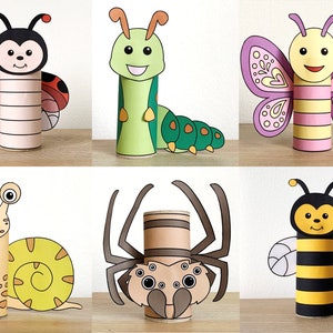 Bugs and Insects Animals Toilet Paper Roll Craft Spring Party Coloring ...
