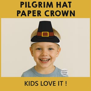Pilgrim Hat Paper Headband Crown Thanksgiving Settler Party Printable ...