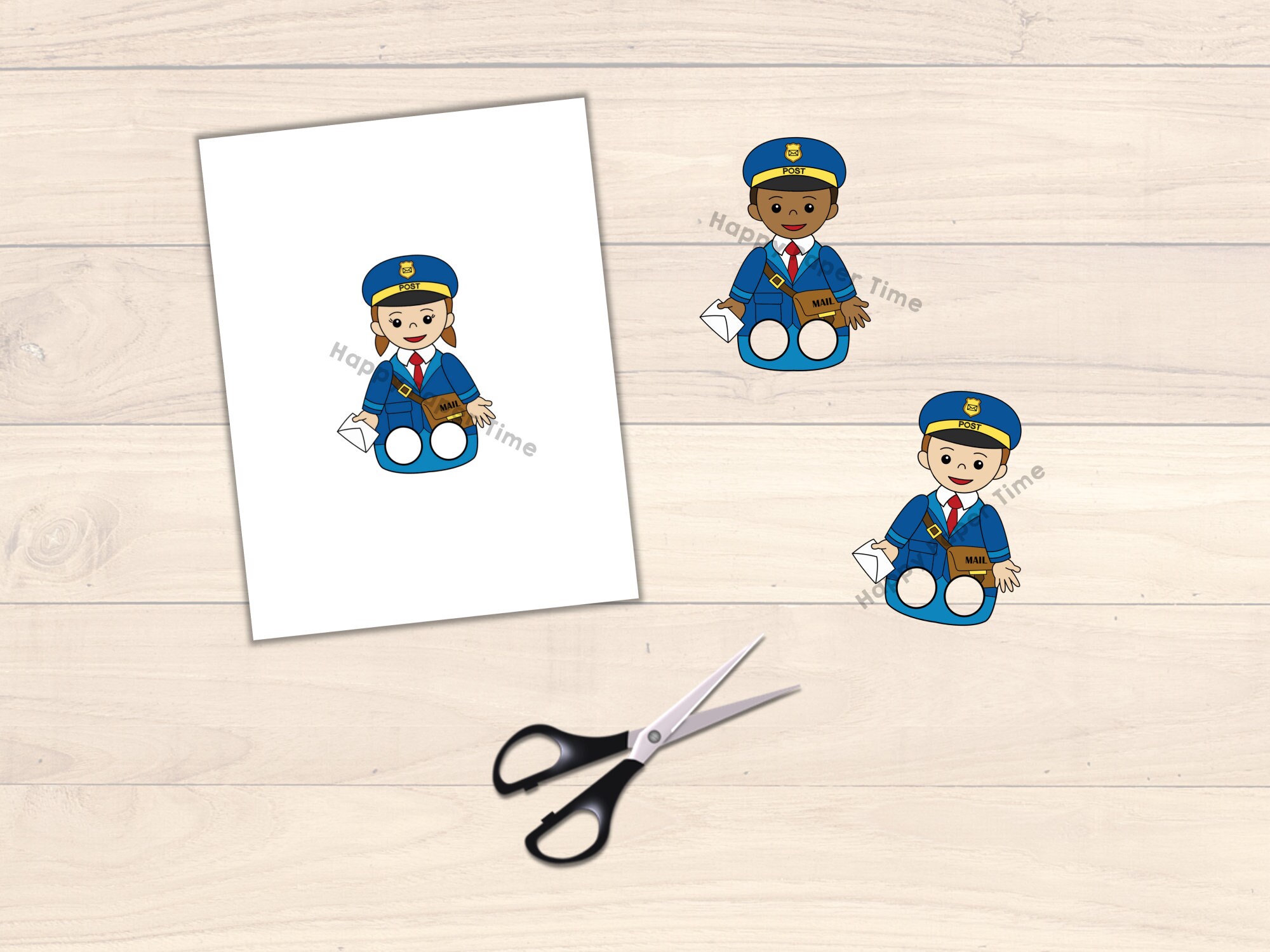 Postman Paper Craft Printable Community Helper Finger Puppet - Etsy ...