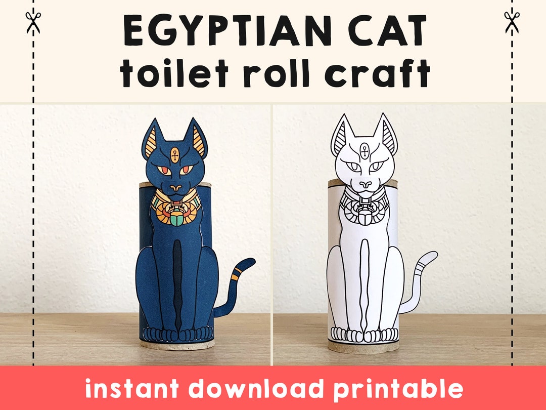 Egyptian Cat Toilet Paper Roll Craft Ancient Egypt Party Coloring ...