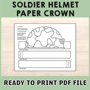 Soldier Helmet Paper Crown Headband Military Army Veteran Day Coloring ...