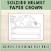 Soldier Helmet Paper Crown Headband Military Army Veteran Day Coloring ...