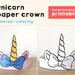 Unicorn Paper Crown Party Coloring Printable Kids Craft Unicorn ...