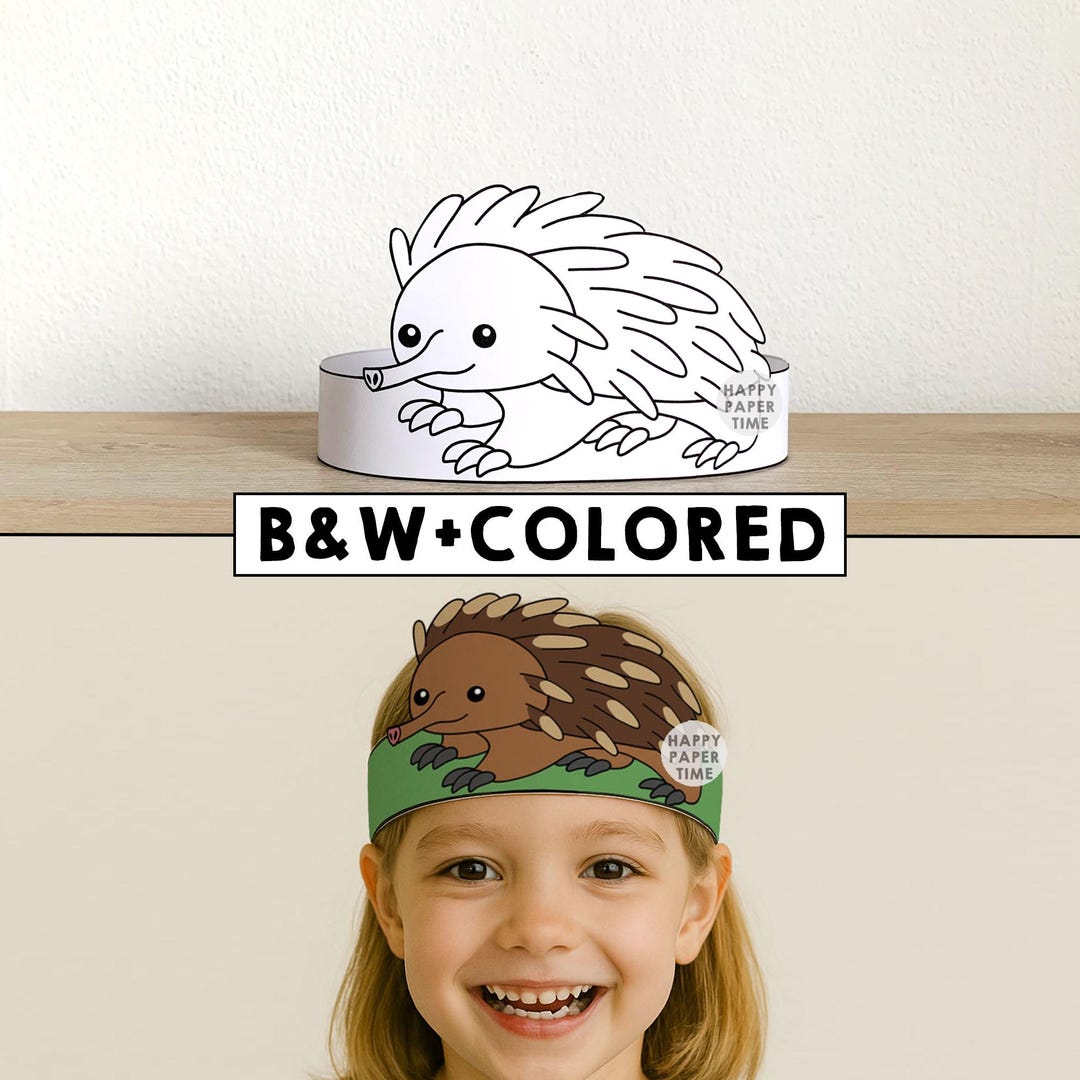 Echidna Paper Crown Australian Animal Template Coloring Activity ...