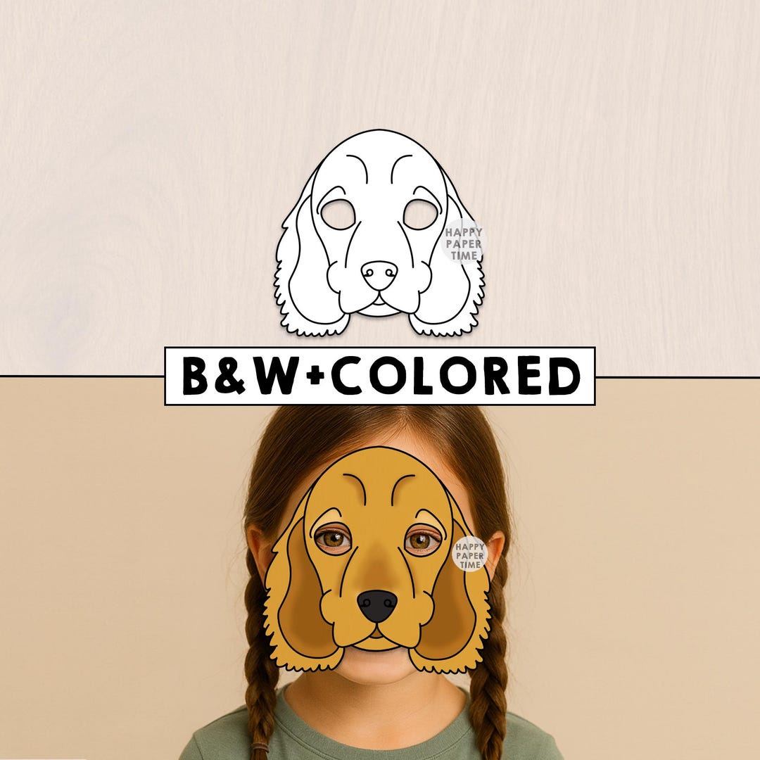 Cocker Spaniel Dog Mask Animal Mask Party Favor King Charles Printable ...