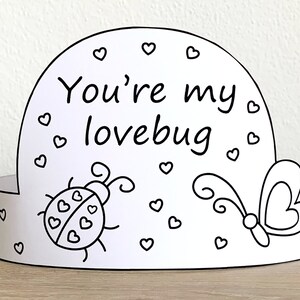 Lovebug Valentine Paper Crown Party Activity Printable Kids Easy Craft ...
