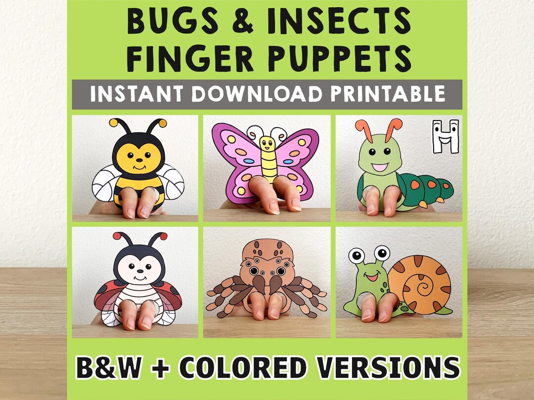 Bugs Insects Paper Craft Printable Finger Puppet Template Kids Craft ...