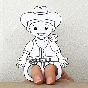 Cowboy Paper Craft Printable Wild West Finger Puppet Kids Craft Kids ...