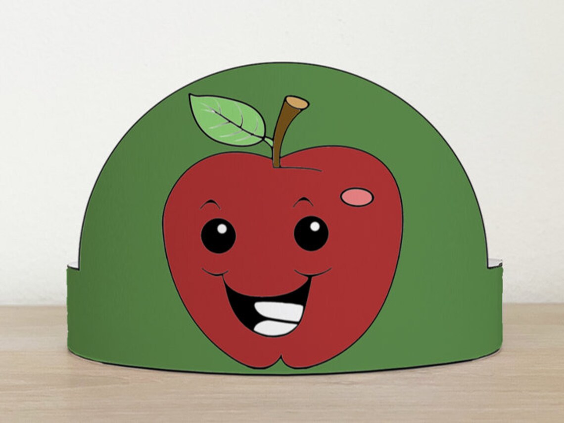 Apple Paper Crown Fruit Template Party Coloring Printable Kids Craft ...