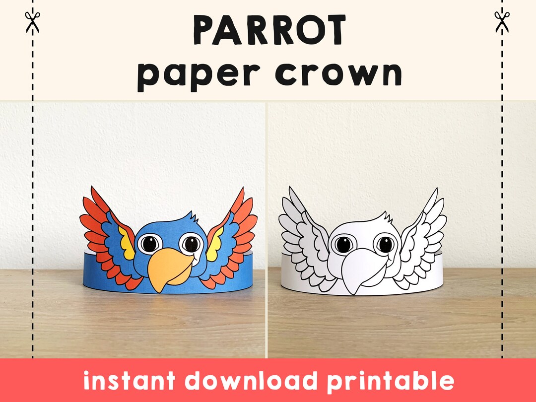 Parrot Paper Crown Headband Pet Animal Printable Kids Craft Bird Party ...