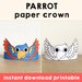 Parrot Paper Crown Headband Pet Animal Printable Kids Craft - Etsy
