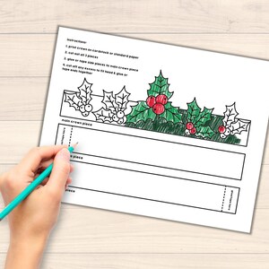 Holly Leaves Paper Crown Hat Christmas Winter Holiday Party Coloring ...