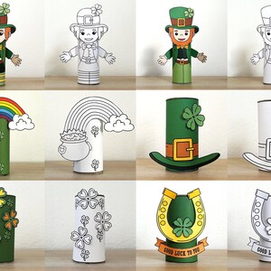 St. Patrick's Day Toilet Paper Roll Craft Activity Leprechaun Shamrock ...