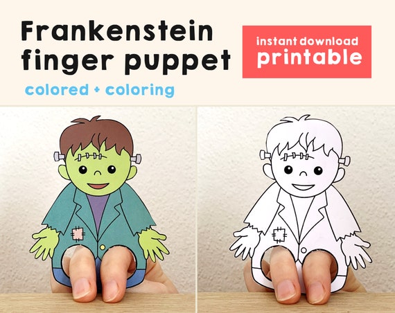 Frankenstein Paper Craft Printable Halloween Spooky Day Finger - Etsy
