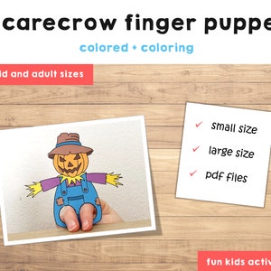 Scarecrow Paper Craft Printable Halloween Spooky Day Finger Puppet Kids ...