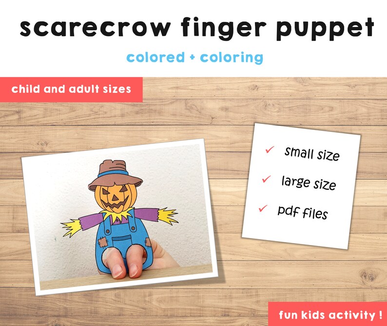 Scarecrow Paper Craft Printable Halloween Spooky Day Finger | Etsy