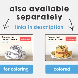 Farmer Straw Hat Gardener Paper Crown Party Coloring Printable Kids ...