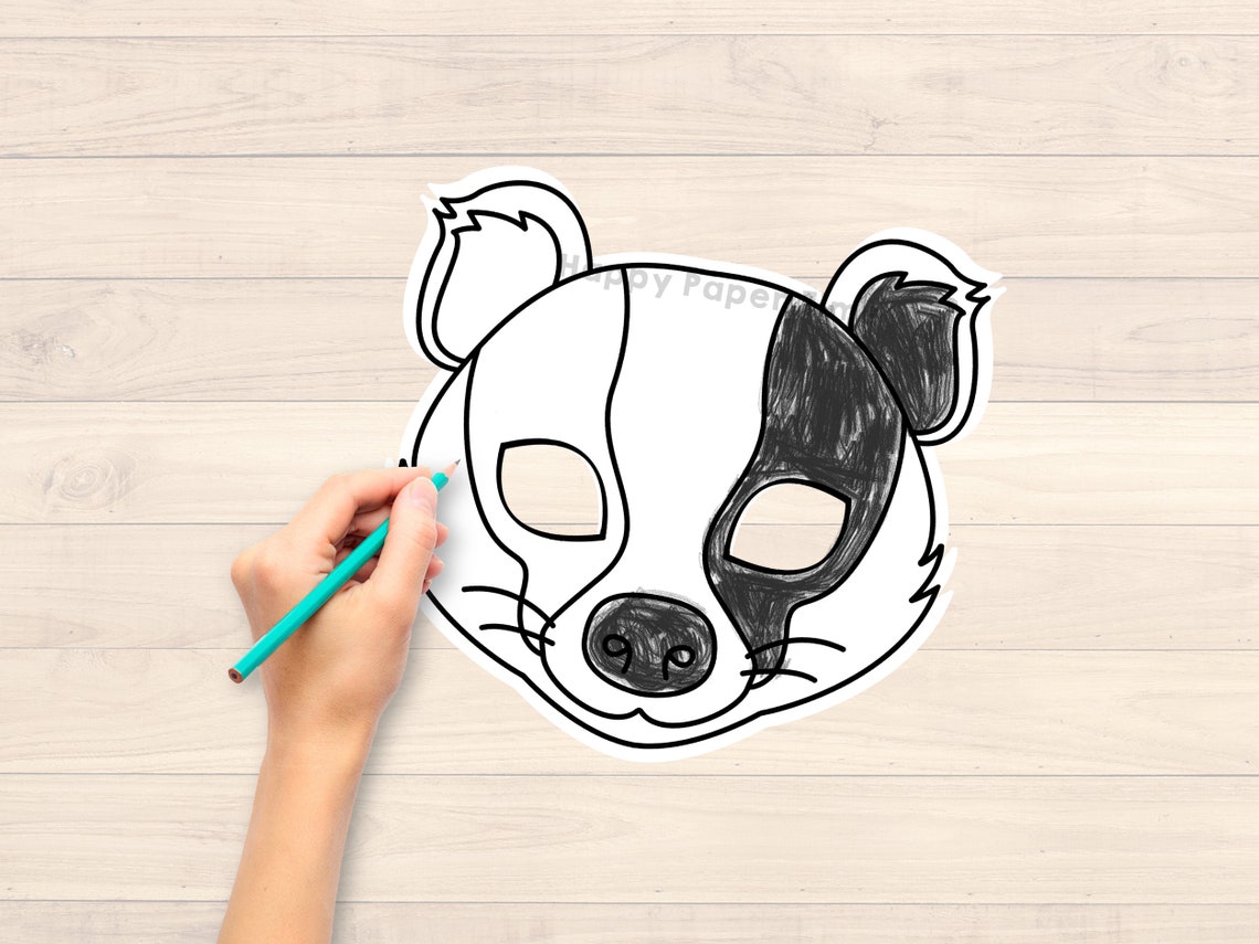 Badger Mask Badger Costume Animal Mask Printable Party Favor Woodland ...