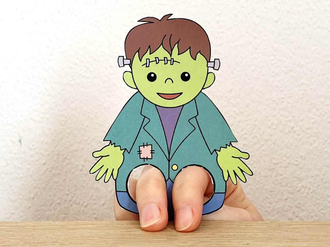 Frankenstein Paper Craft Printable Halloween Spooky Day Finger - Etsy