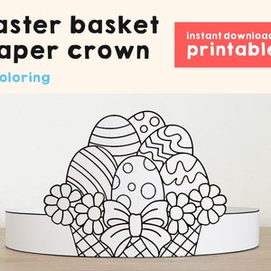 Easter Eggs Basket Paper Crown Coloring Headband Easter Cut Out Party ...