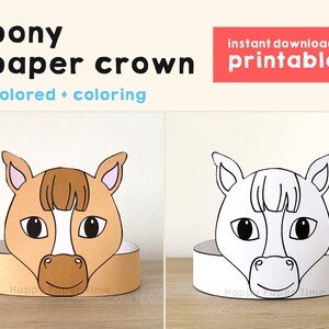 Pony Paper Crown Horse Template Coloring Activity Printable - Etsy