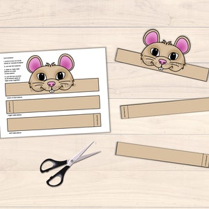 Mouse Paper Crown Party Coloring Printable Kids Craft Woodland Birthday ...