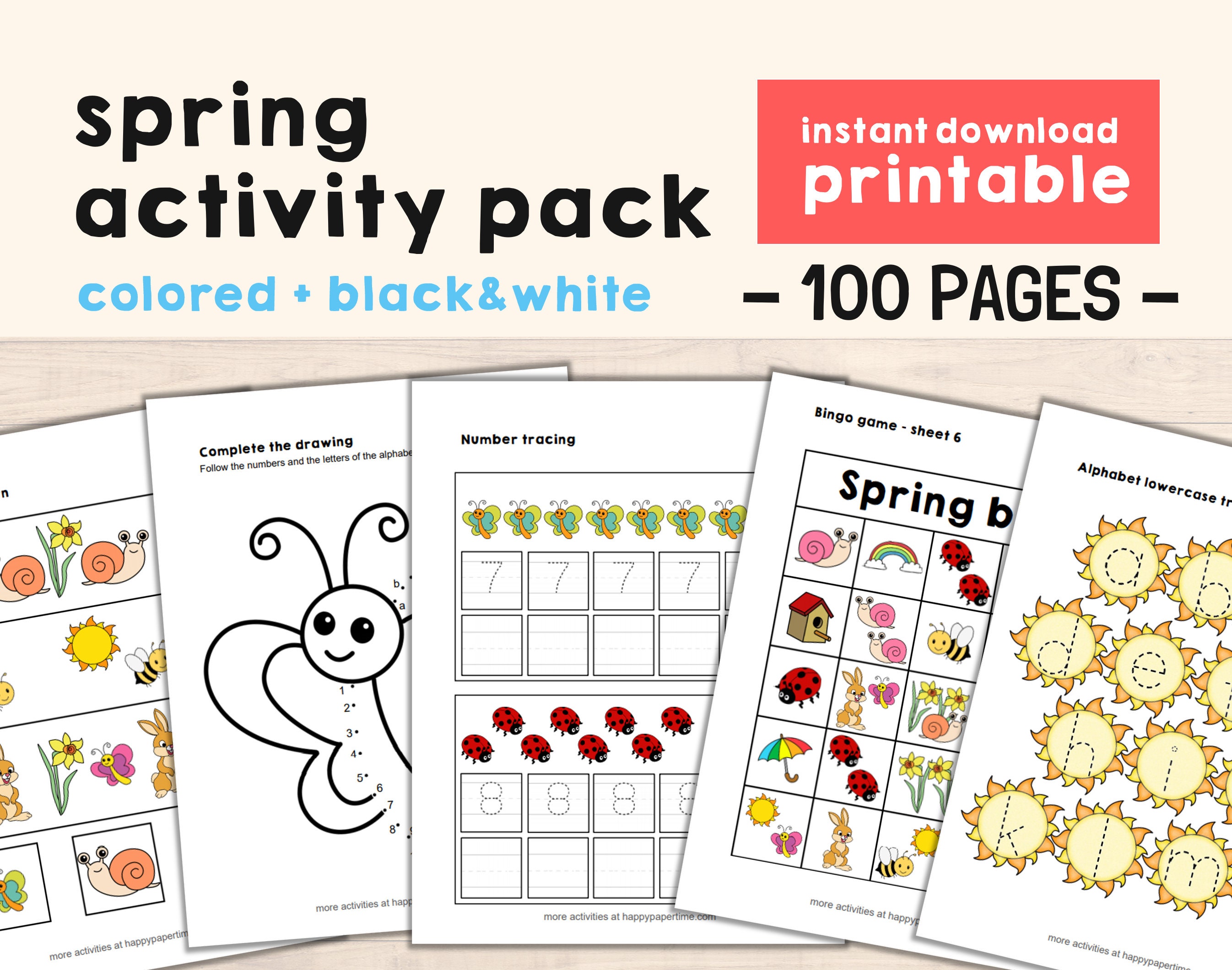 Spring Activity Worksheets Printable Kids Coloring Pages Do - Etsy