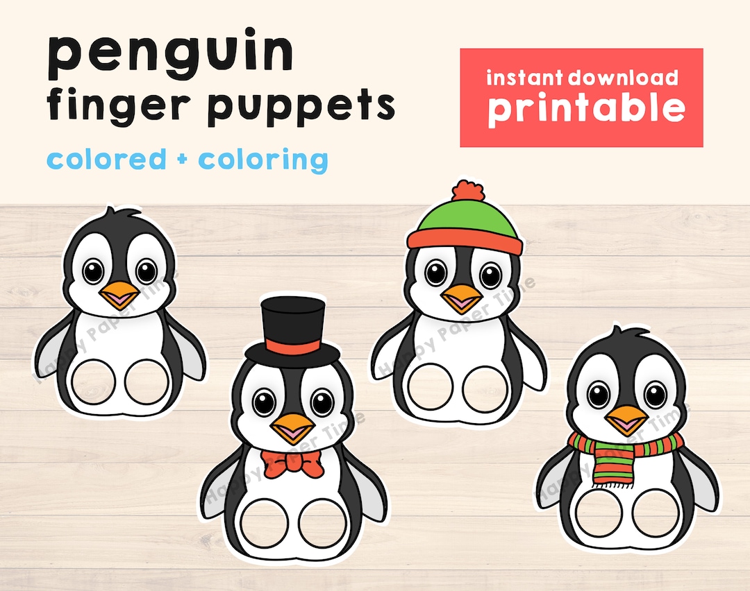 Penguin Puppet Paper Craft Printable Finger Puppet Kids Craft - Etsy