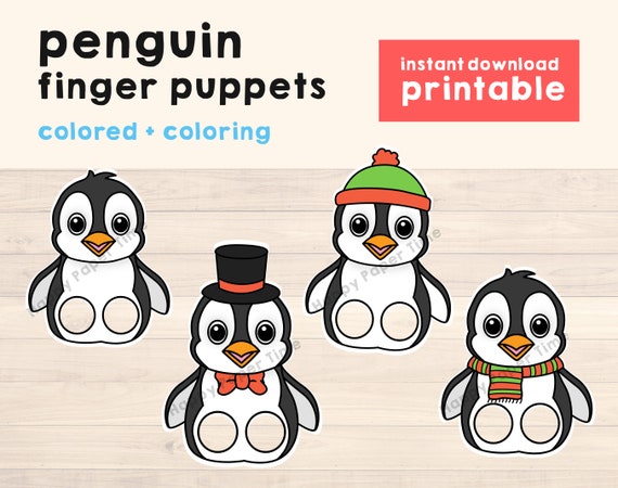 Penguin Puppet Paper Craft Printable Finger Puppet Kids Craft | Etsy ...