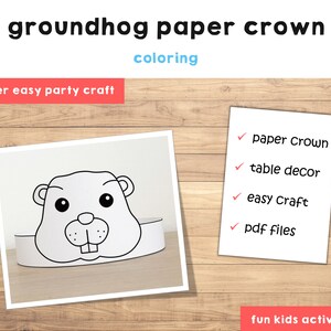 Groundhog Day Paper Crowns Party Coloring Printable Kids Craft Spring ...