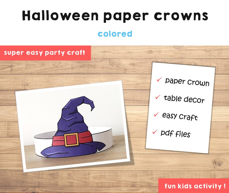 Halloween Paper Crowns Witch Zombie Bat Devil Frankenstein - Etsy